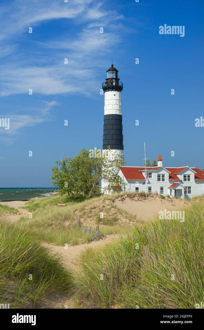 Big Sable Point Lighthouse on the eastern shore of Lake, Michigan. Ludington State Park ...