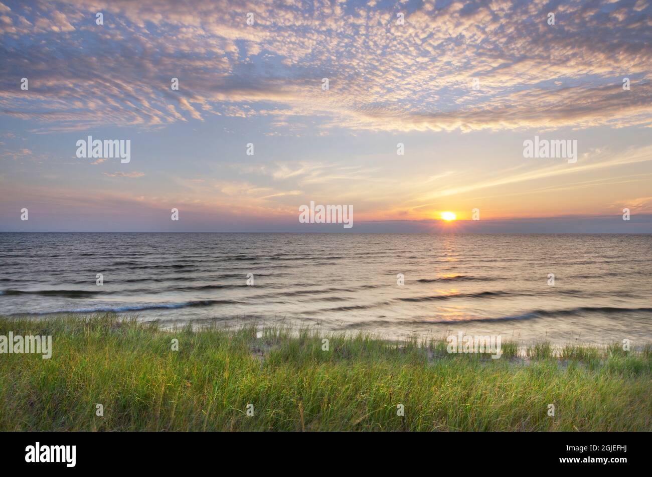 Lake, Michigan sunset Ludington State Park, Michigan Stock Photo - Alamy