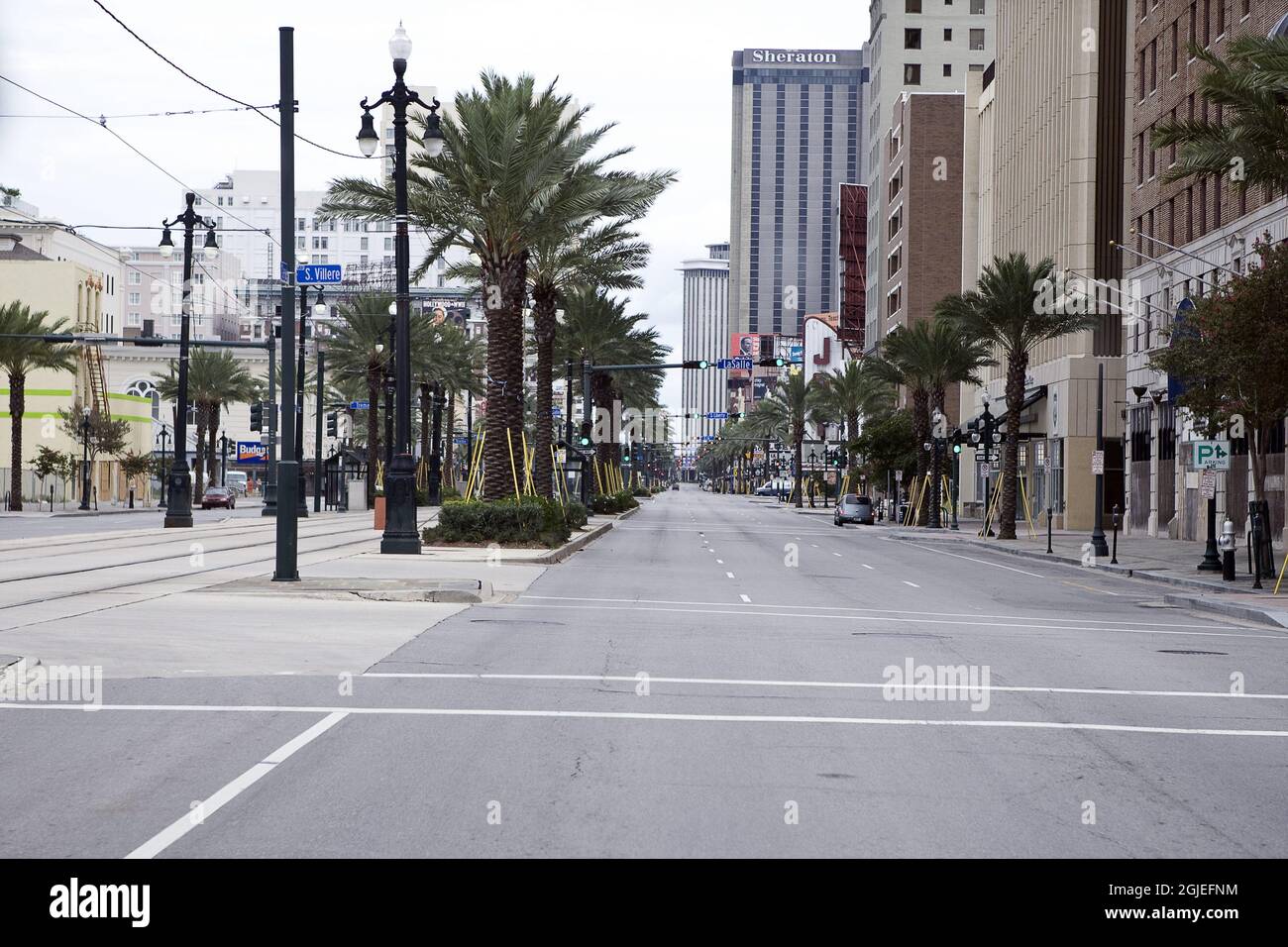A street scene from the evacuated and empty city of New Orleans. The ...