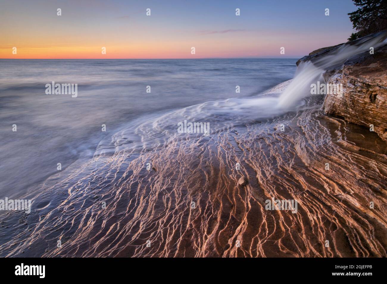 Elliot Falls flowing over layers of Au Train Formation sandstone at ...