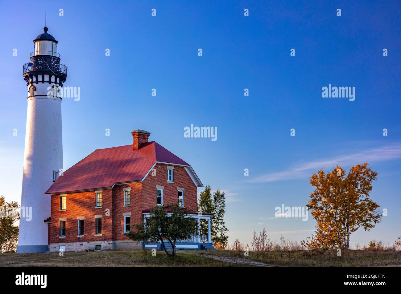 Au Sable Lighthouse at Pictured Rocks National Lakeshore, Michigan, USA ...
