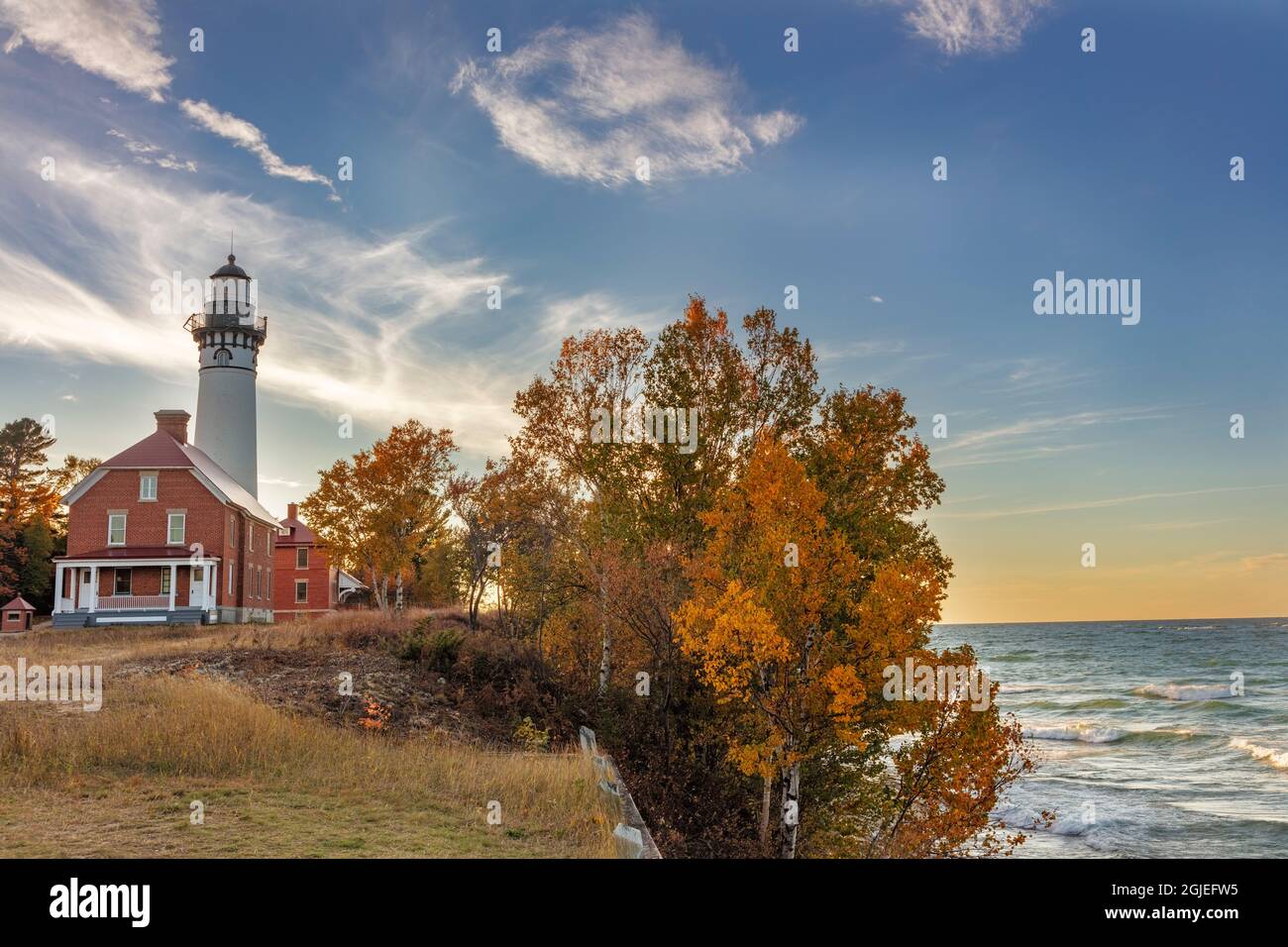 Au Sable Lighthouse at Pictured Rocks National Lakeshore, Michigan, USA ...