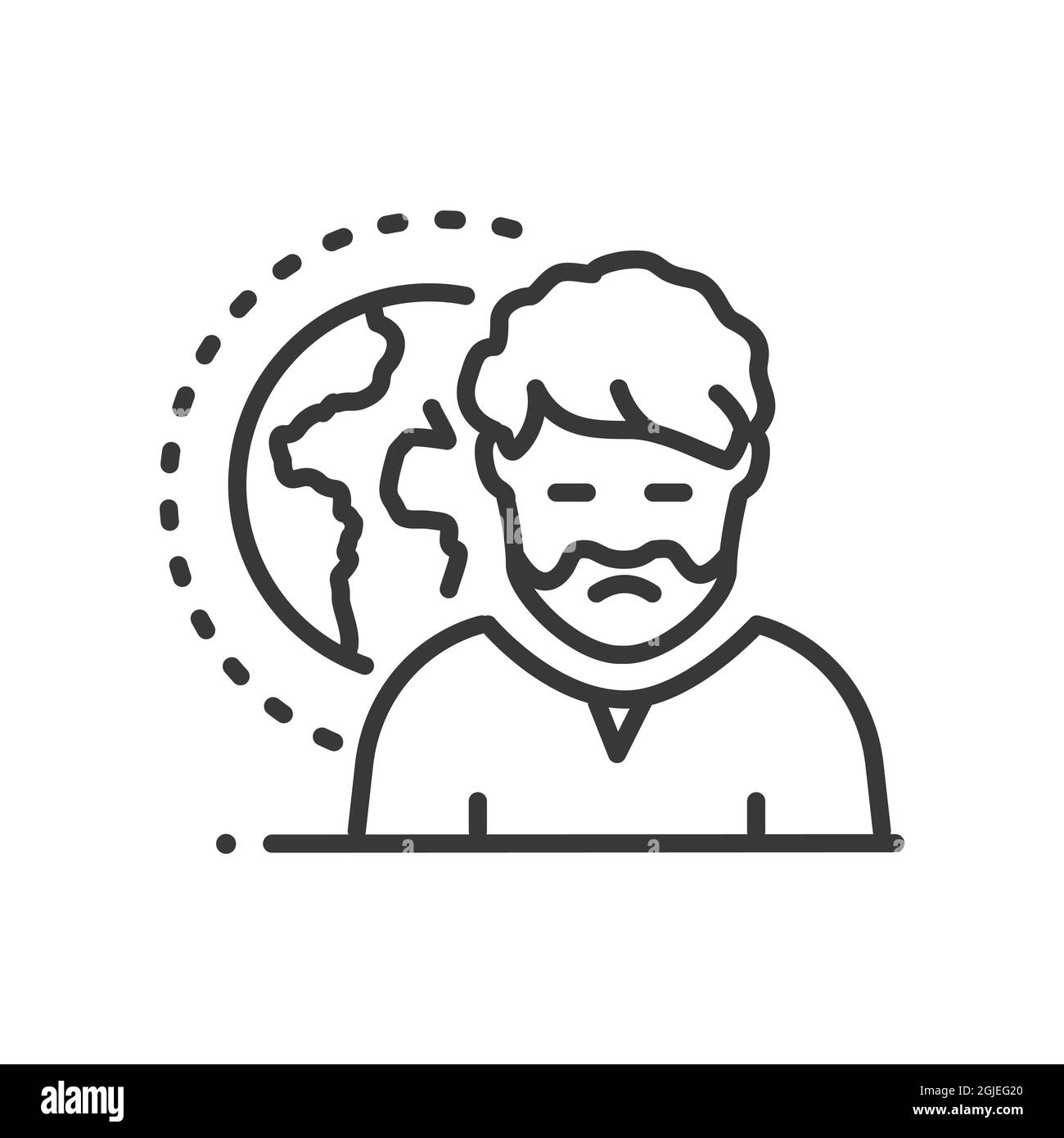 Loneliness - vector line design single isolated icon on white ...