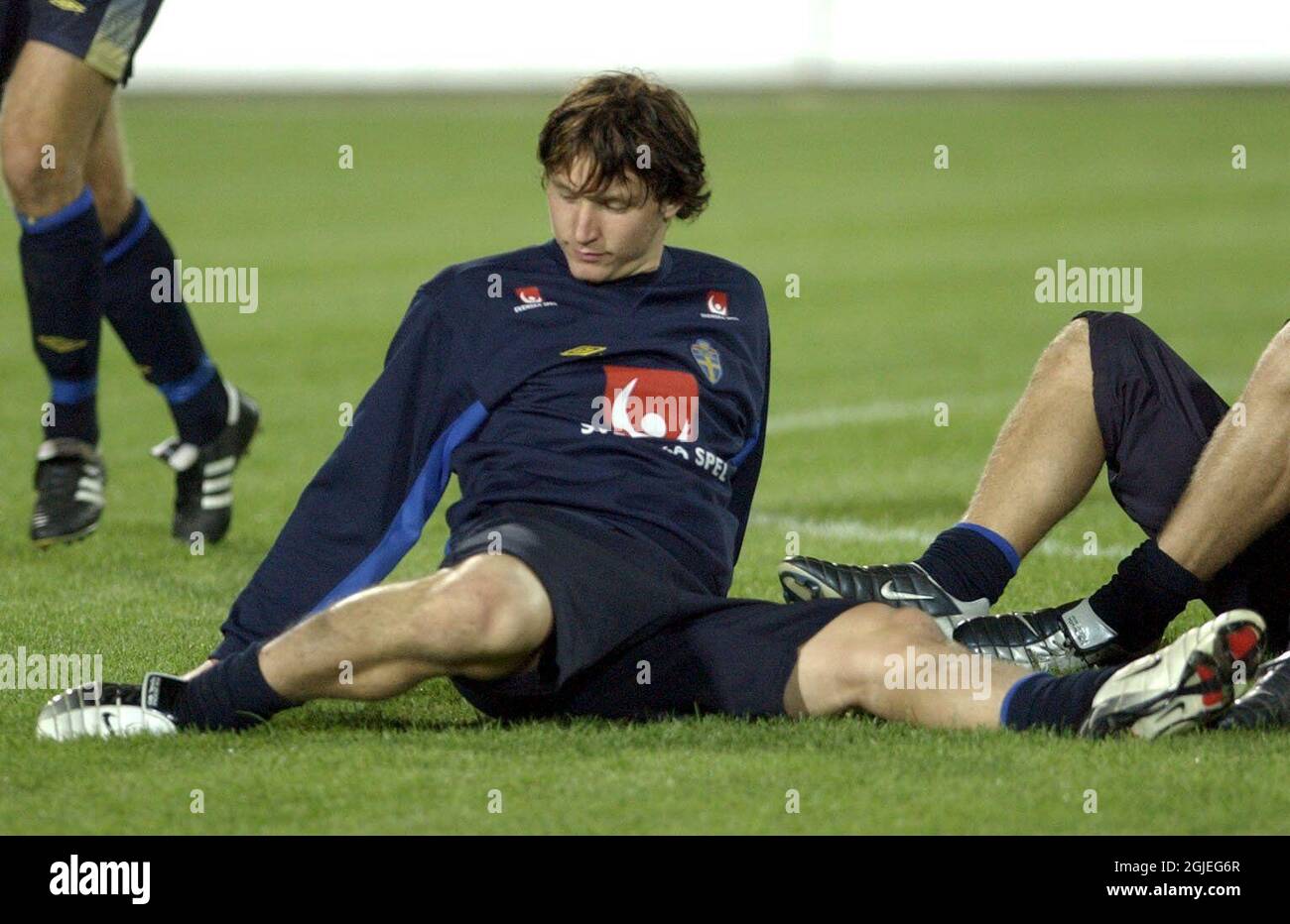 Sweden's Kim Kallstrom stretches during training Stock Photo - Alamy