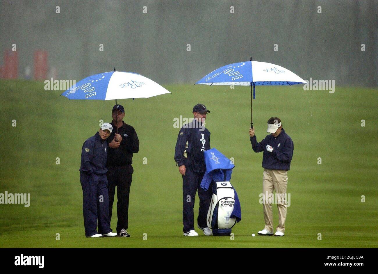 Heavy rain hampers the players first practice round Stock Photo - Alamy