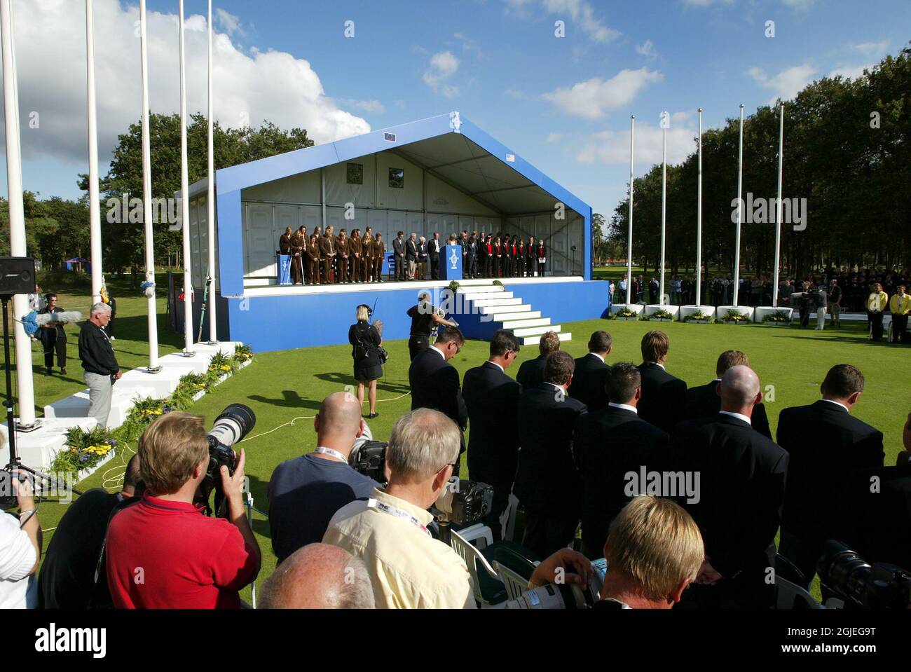 A general view of the opening ceremony as spectators and players ...