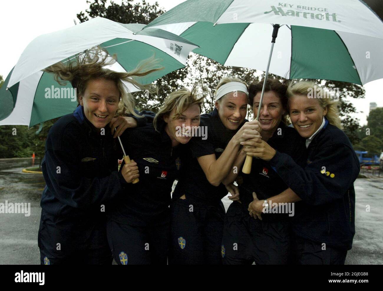 (L-R) Sweden's Sofia Lundgren, Frida Ostberg, Hanna Marklund, Malin ...