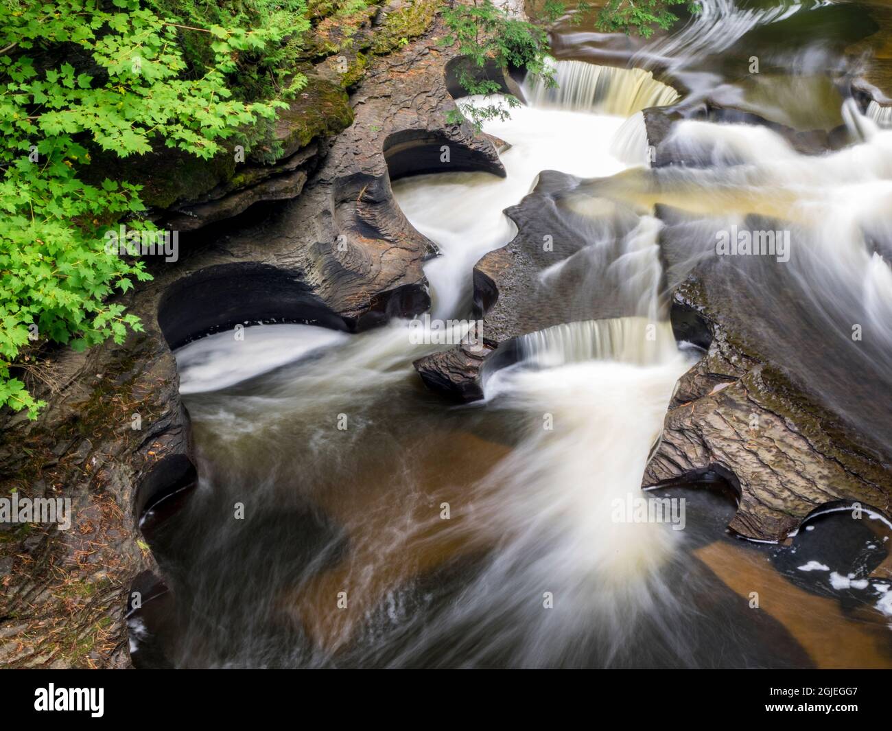 US, Michigan, Upper Peninsula. Presque Isle River Falls Stock Photo - Alamy