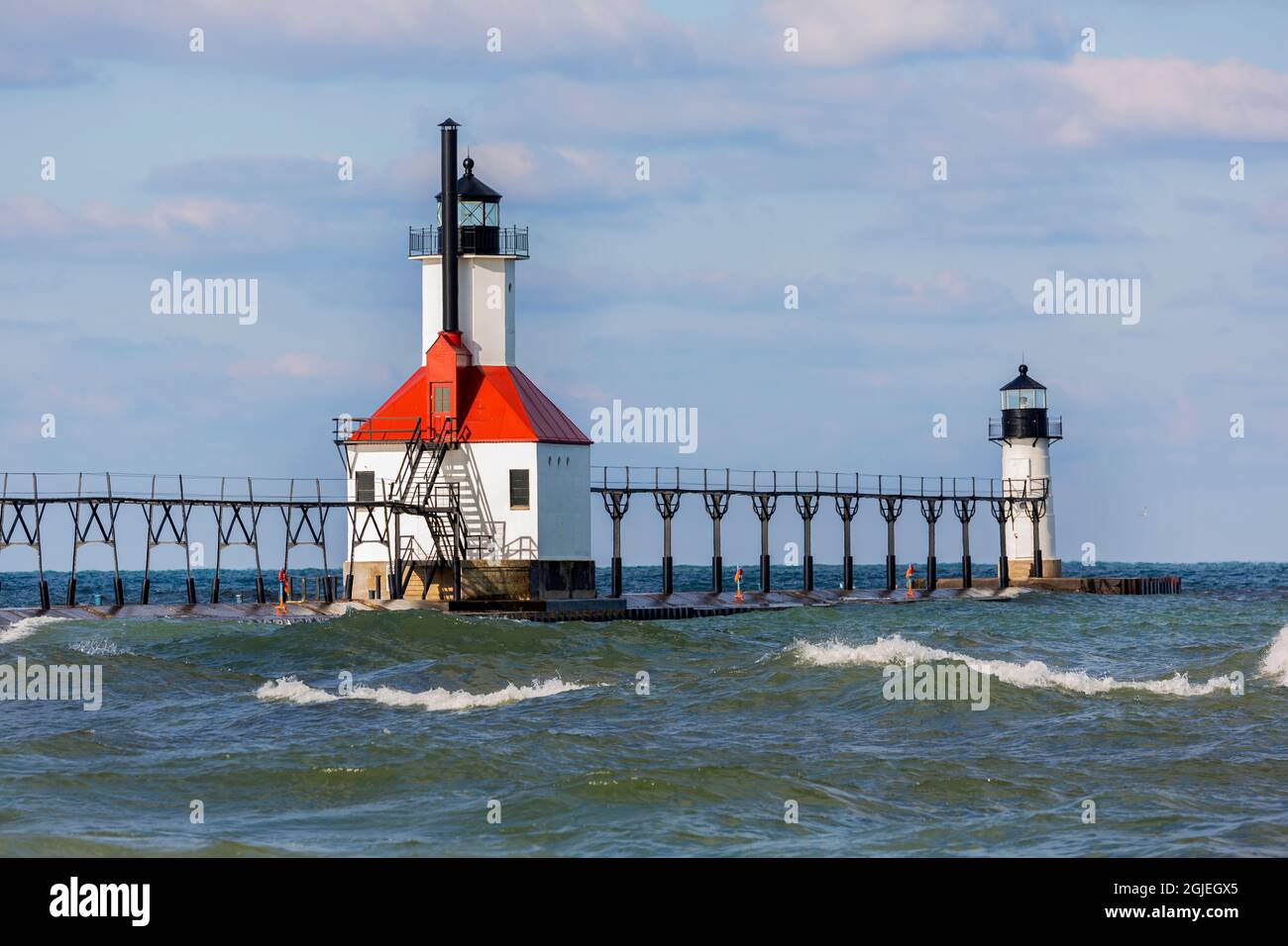 St. Joseph North Pier lighthouses, St. Joseph, Michigan Stock Photo - Alamy