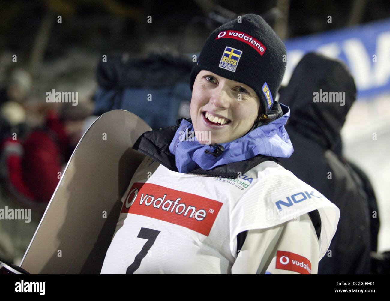 Sweden's Anna Olofsson smiles after finishing third in the Women's Half ...
