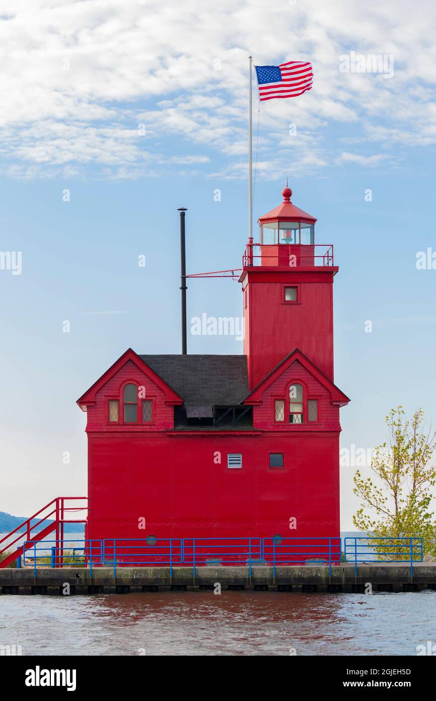 Holland Lighthouse (Big Red) on Lake Michigan, Holland, Michigan Stock ...