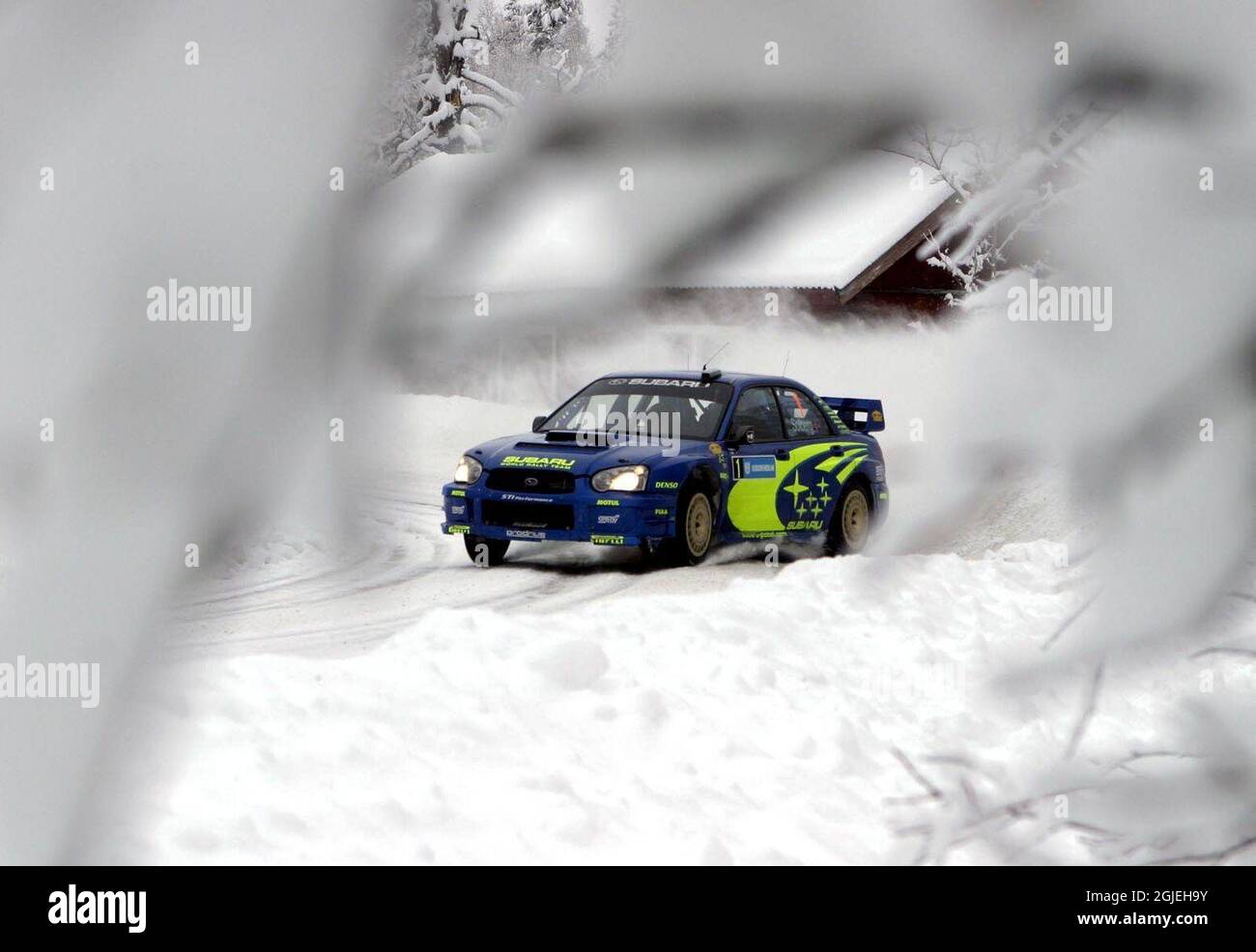 Subaru's Petter Solberg in action during the second stage Stock Photo ...