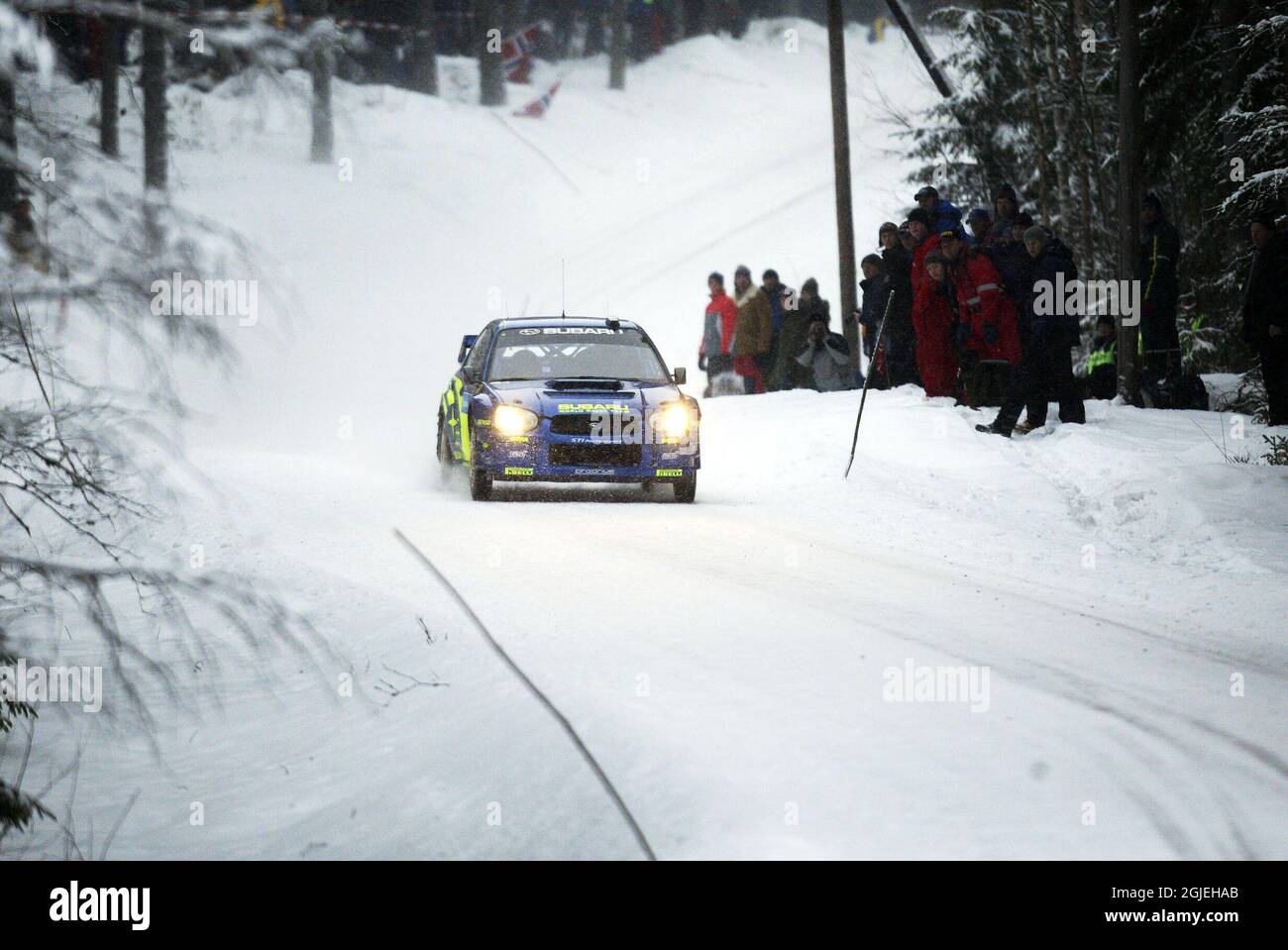 Subaru's Petter Solberg in action Stock Photo - Alamy