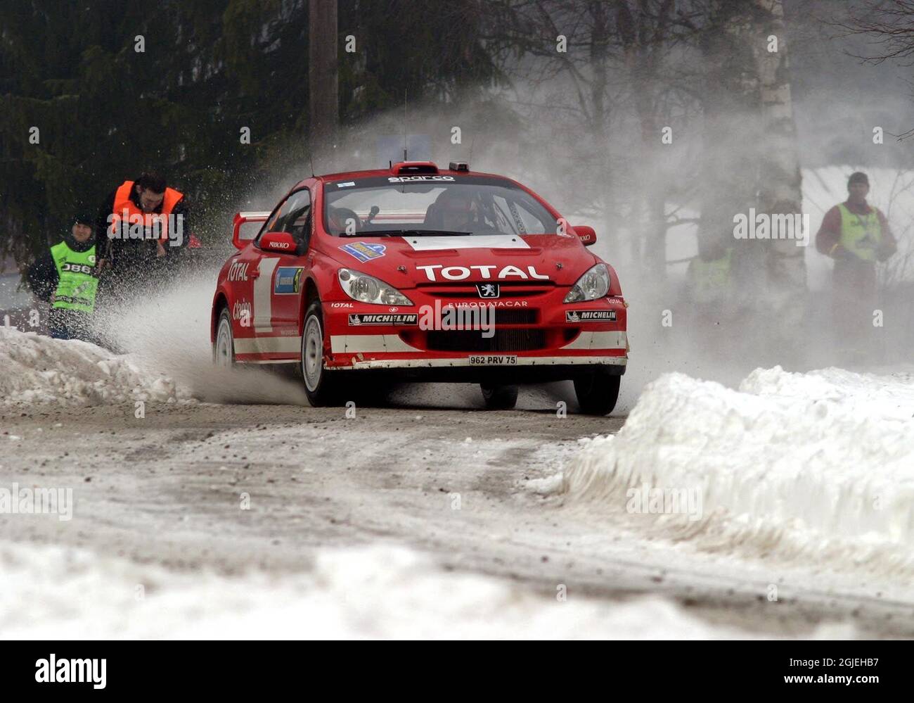 Peugeot's Marcus Gronholm in action during the first day of the Swedish ...