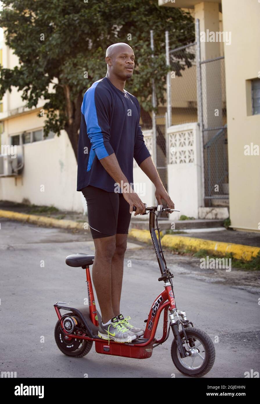 Sprinter Asafa Powell is seen during pre season training at the ...