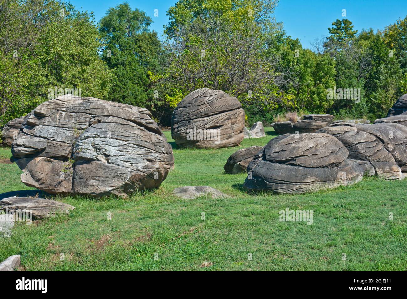 USA, Kansas, Minneapolis, Rock City Park, Quartz sandstone Giant ...