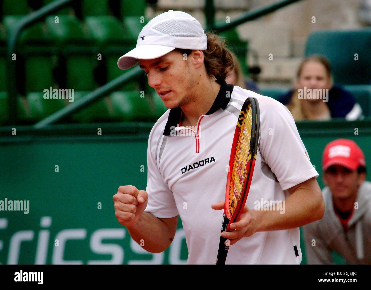 Gaston Gaudio celebrates winning a point on his way to victory Stock ...