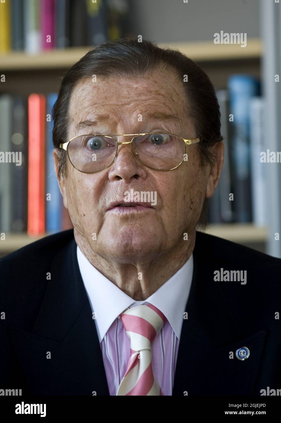 Britsh actor and Goodwill Ambassador of UNICEF Sir Roger Moore promotes ...