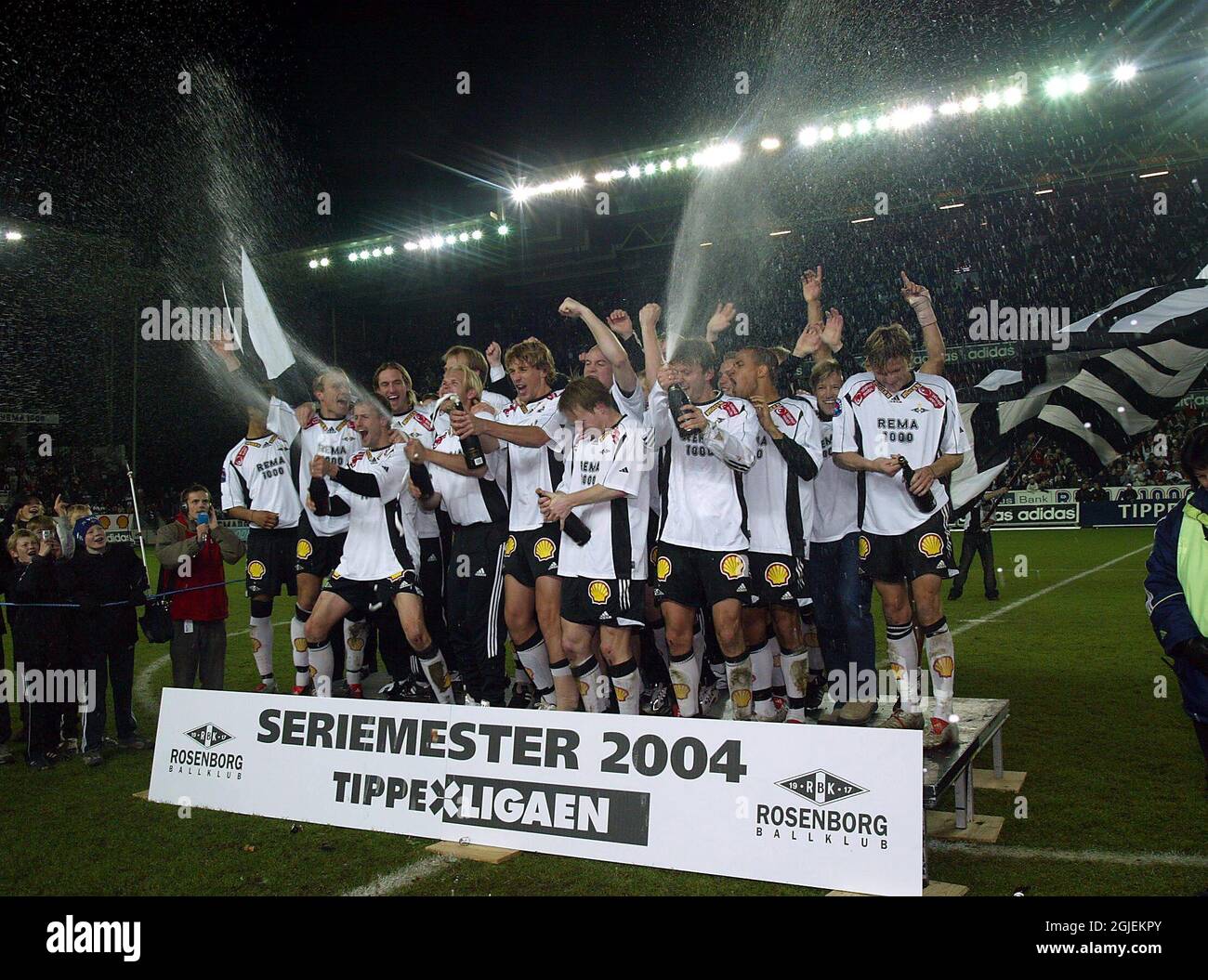 Rosenborg players celebrate clinching the league title Stock Photo - Alamy