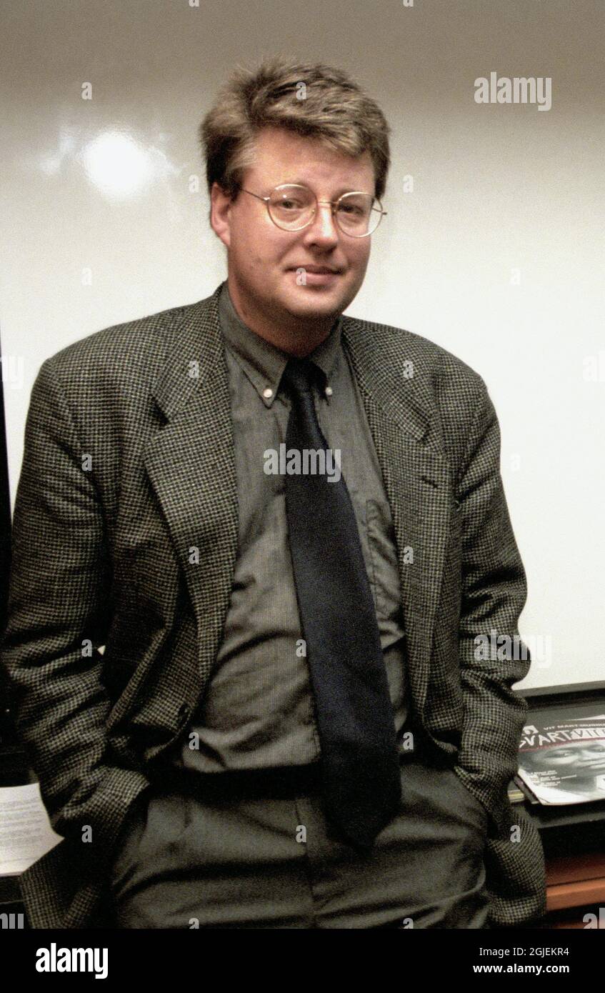 A portrait of Stieg Larsson in Stockholm, Sweden. The late crime writer ...