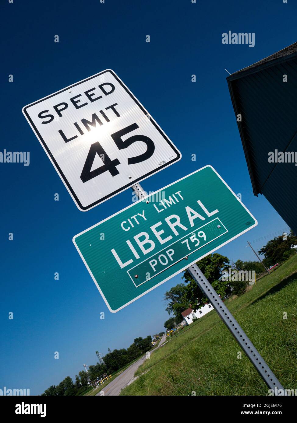Liberal, Missouri, sign for a small town in Southwestern Missouri Stock ...