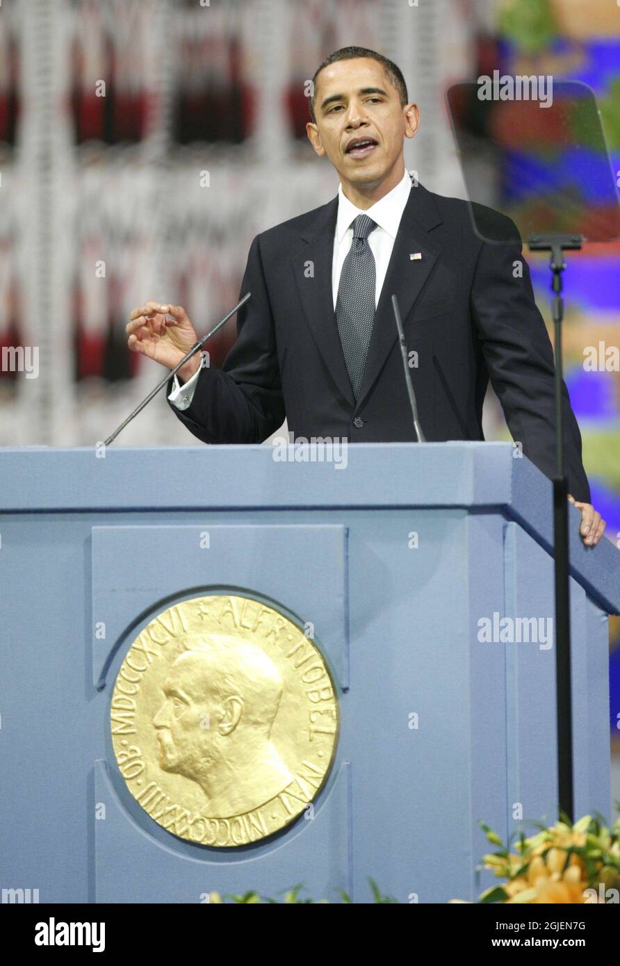 The 2009 Nobel Peace laureate, US President Barack Obama, during his ...