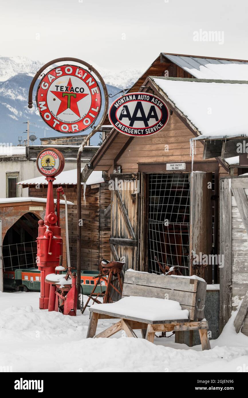 Old automobile repair shop from 1950, Miracle of America Museum, Polson ...