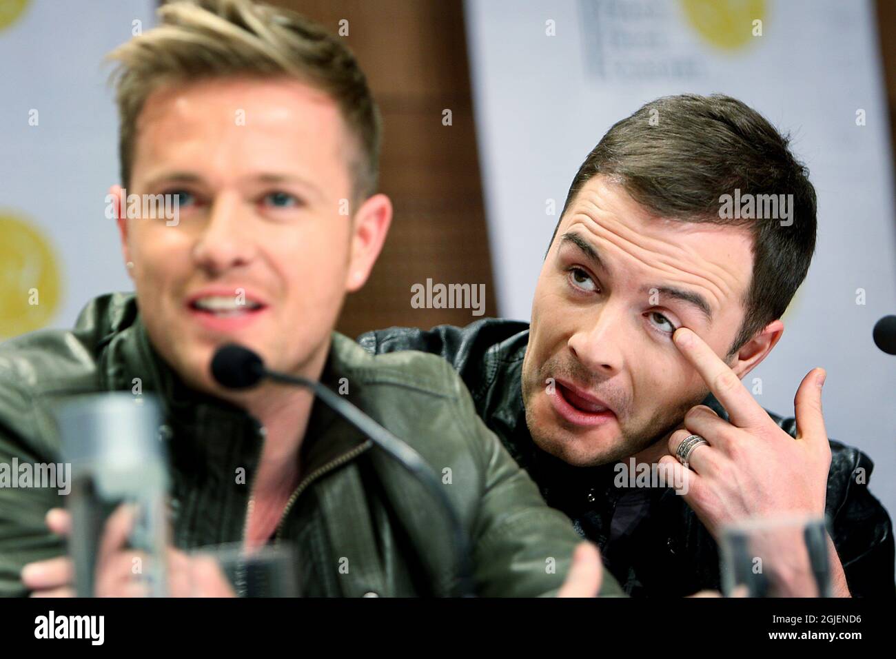 Nicky Byrne and Shane Filan from Westlife at the press conference ...