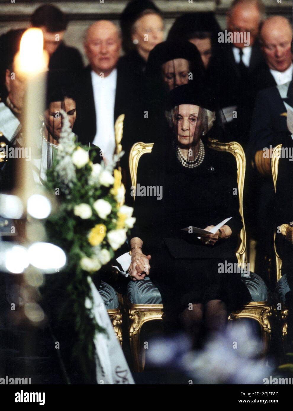 Princess Lilian and Queen Silvia during the funeral of Prince Bertil of ...