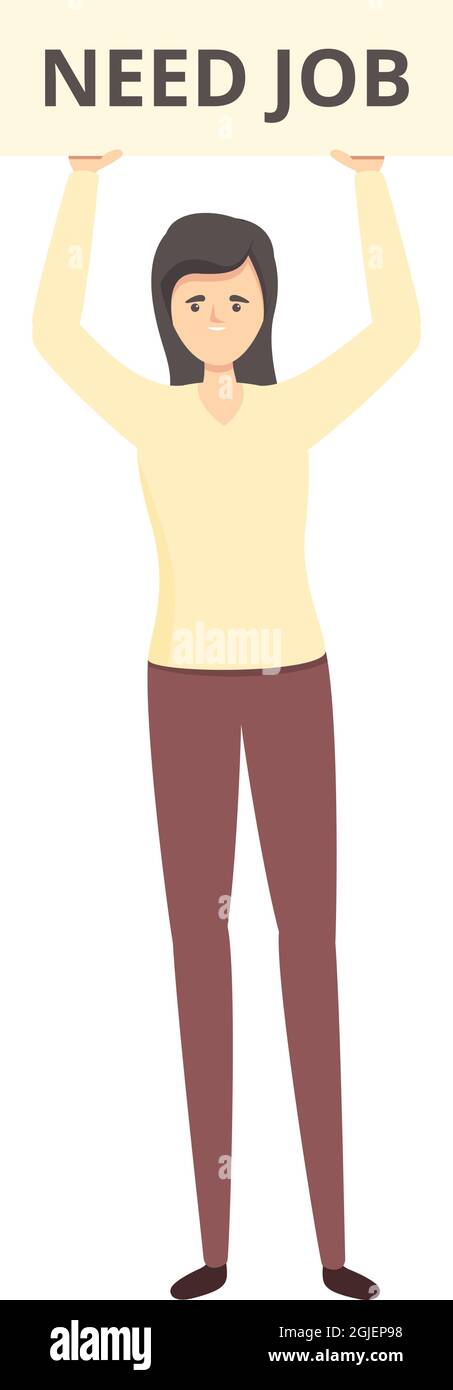 Woman need job icon cartoon vector. Hire me. Online recruit Stock ...