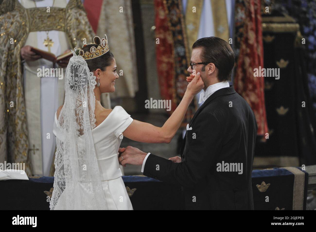 Crown Princess Victoria and Mr. Daniel Westling seen during the wedding ...