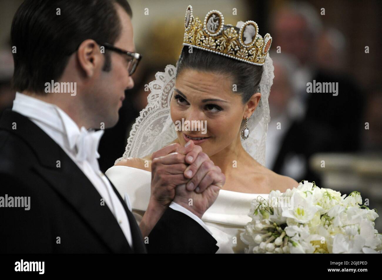 Crown Princess Victoria and Mr. Daniel Westling seen during the wedding ...