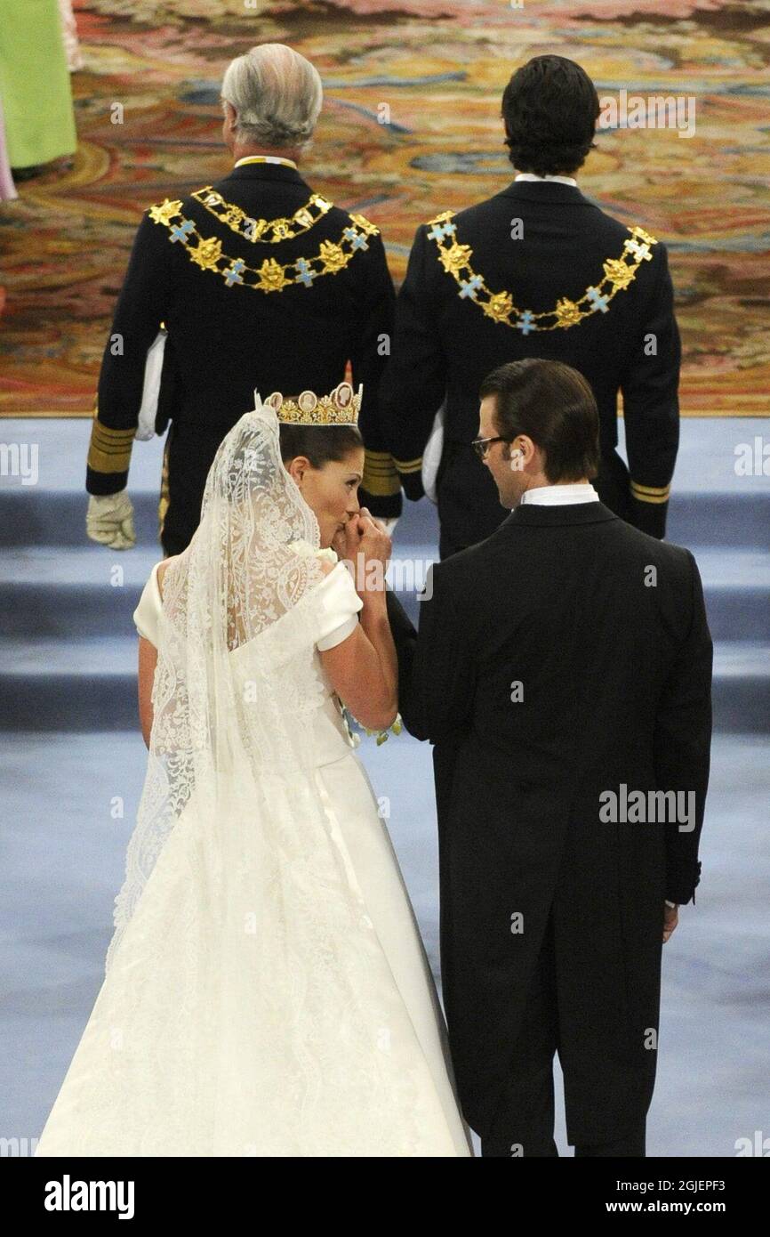 Crown Princess Victoria and Mr. Daniel Westling seen during the wedding ...