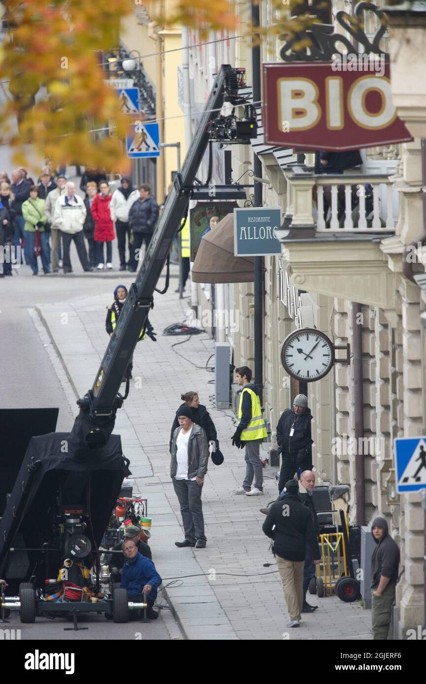 Filming of a scene in the Millennium movie in Uppsala, Sweden, October ...