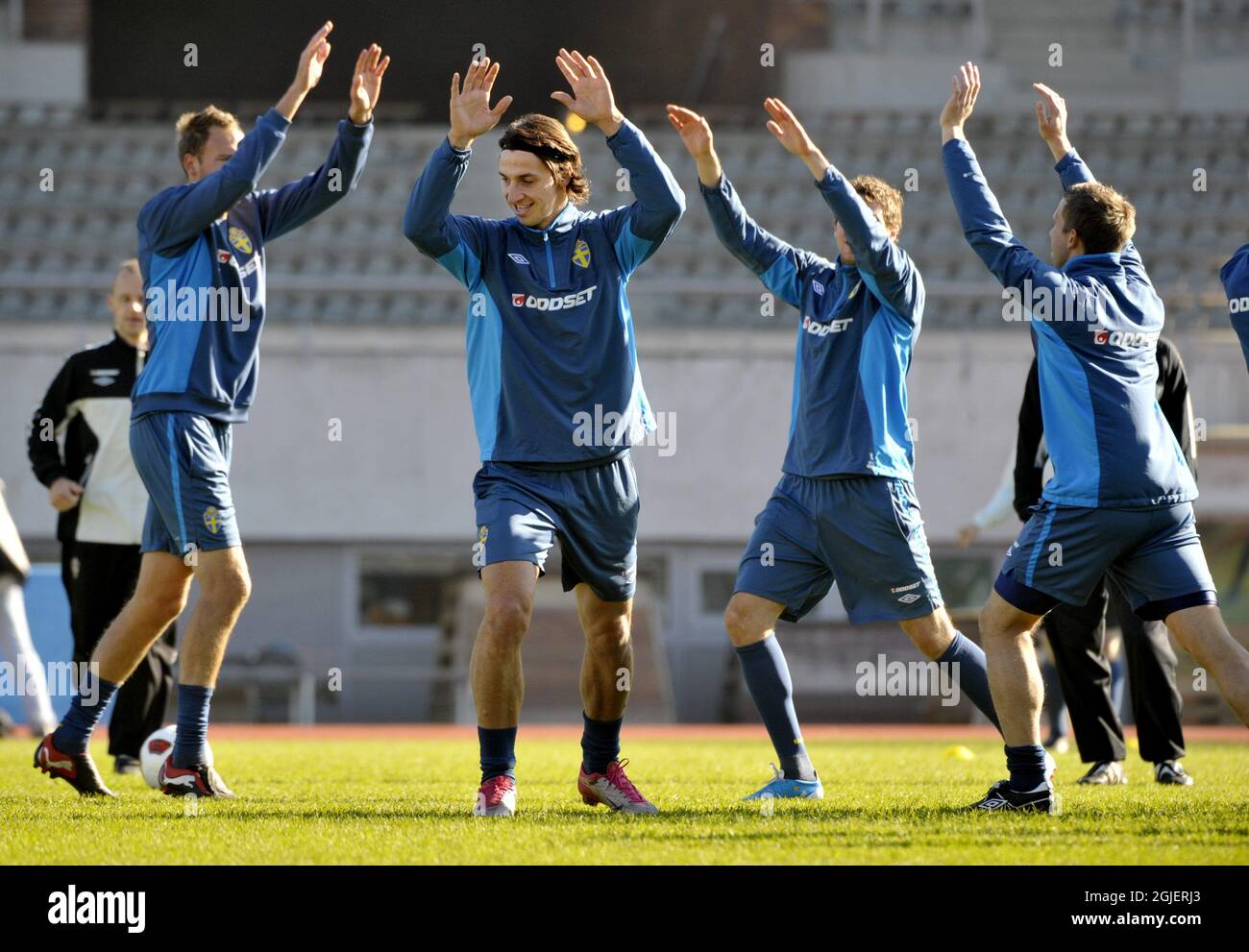 Zlatan Ibrahimovic is seen in action during a training session in ...