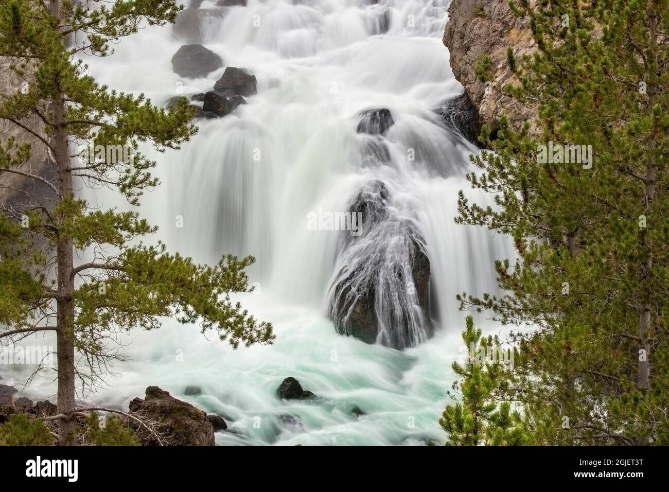 Firehole Falls and River, Yellowstone National Park, Montana, USA Stock ...