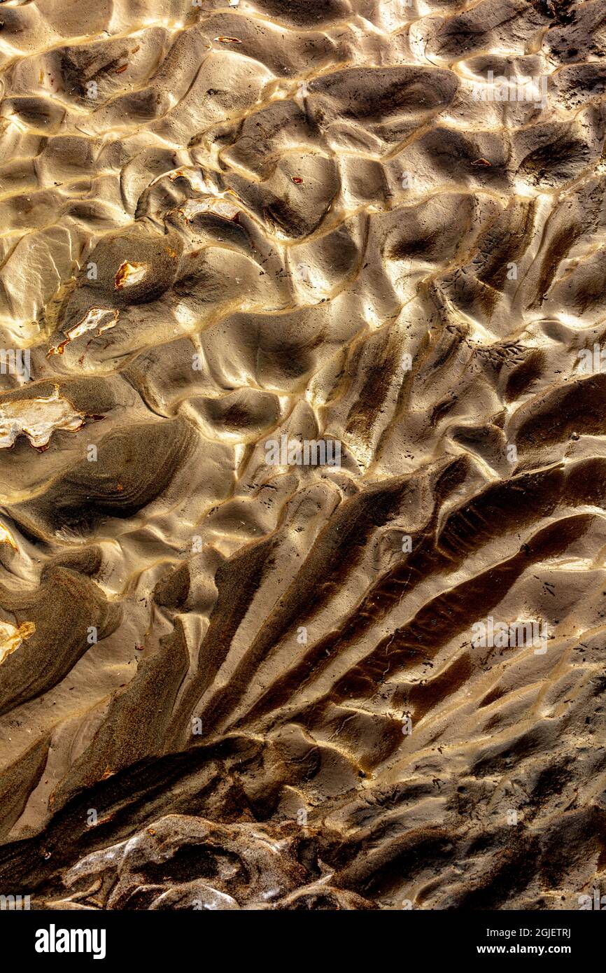 Drying mud patterns in creek in Makoshika State Park in Glendive ...
