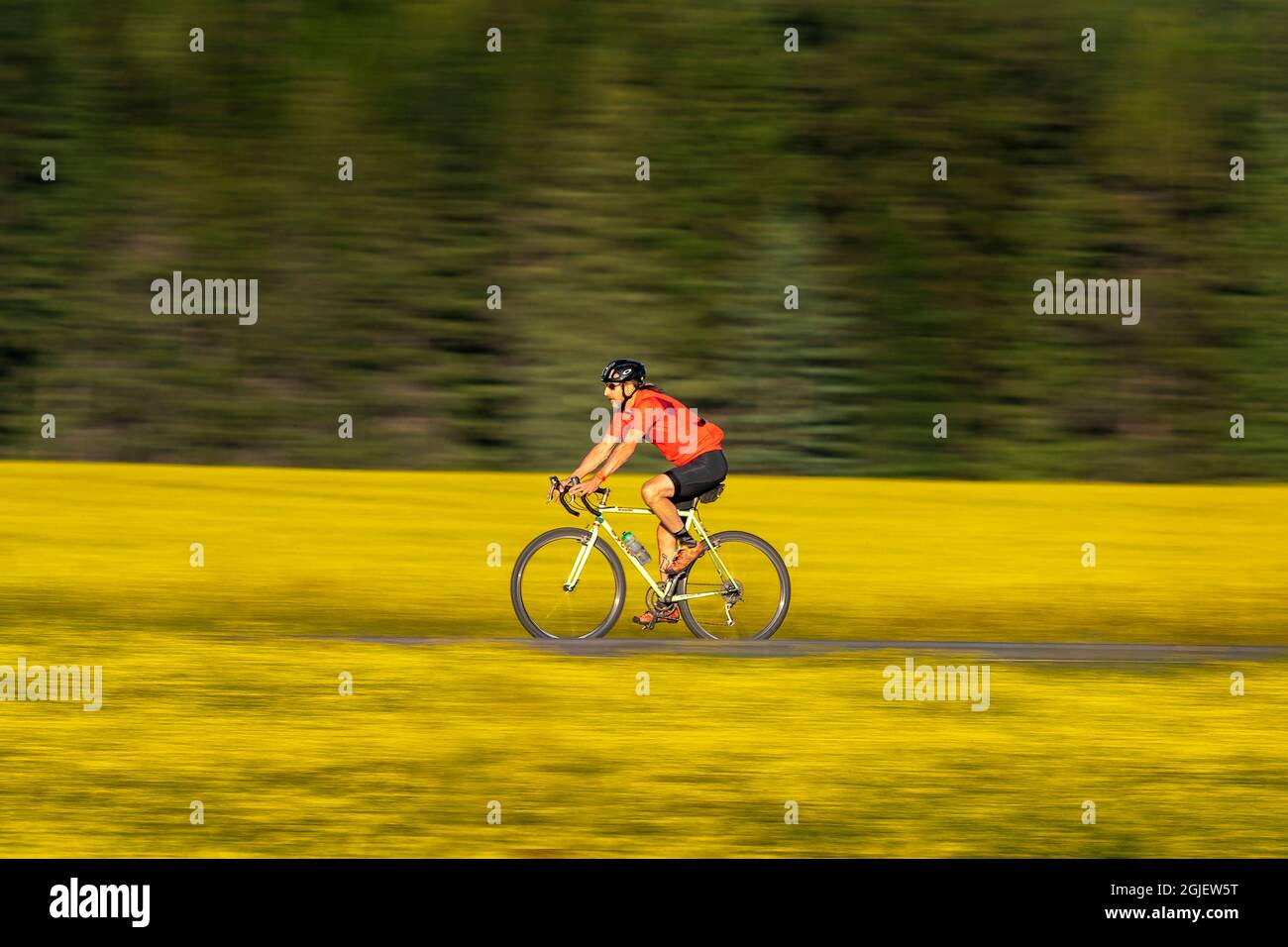 Man cycling through fields hi-res stock photography and images - Alamy