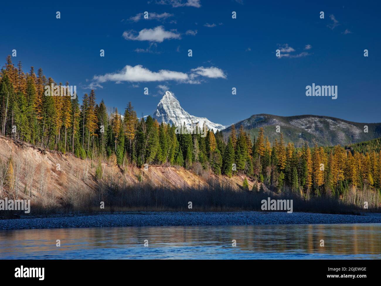 Mount St. Nicholas towers over the Middle Fork Flathead River in ...