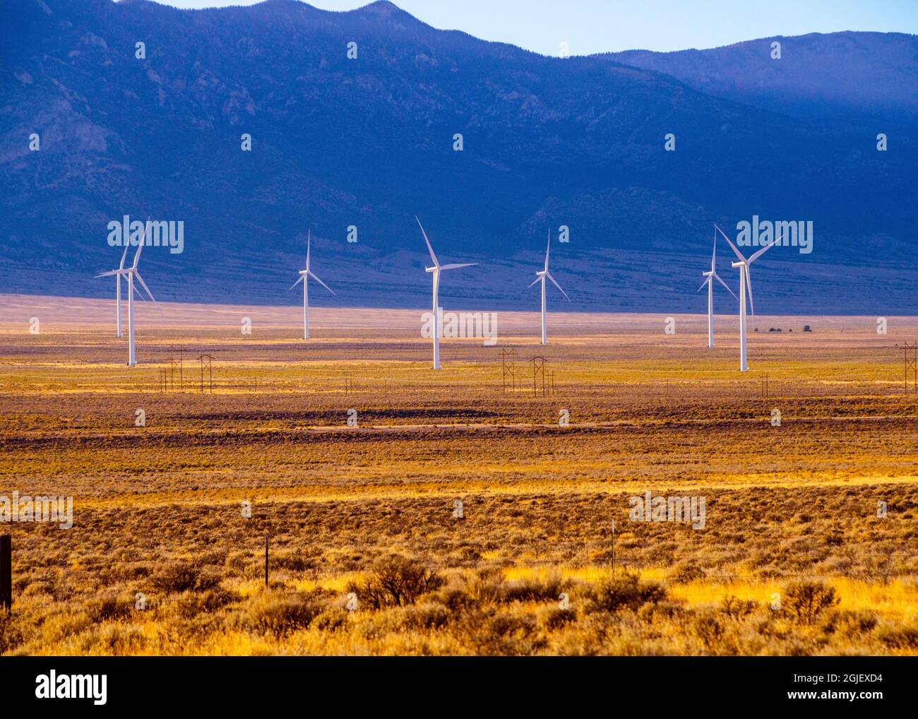 USA, Nevada, Majors Place, Basin and Range National Monument, wind farm ...