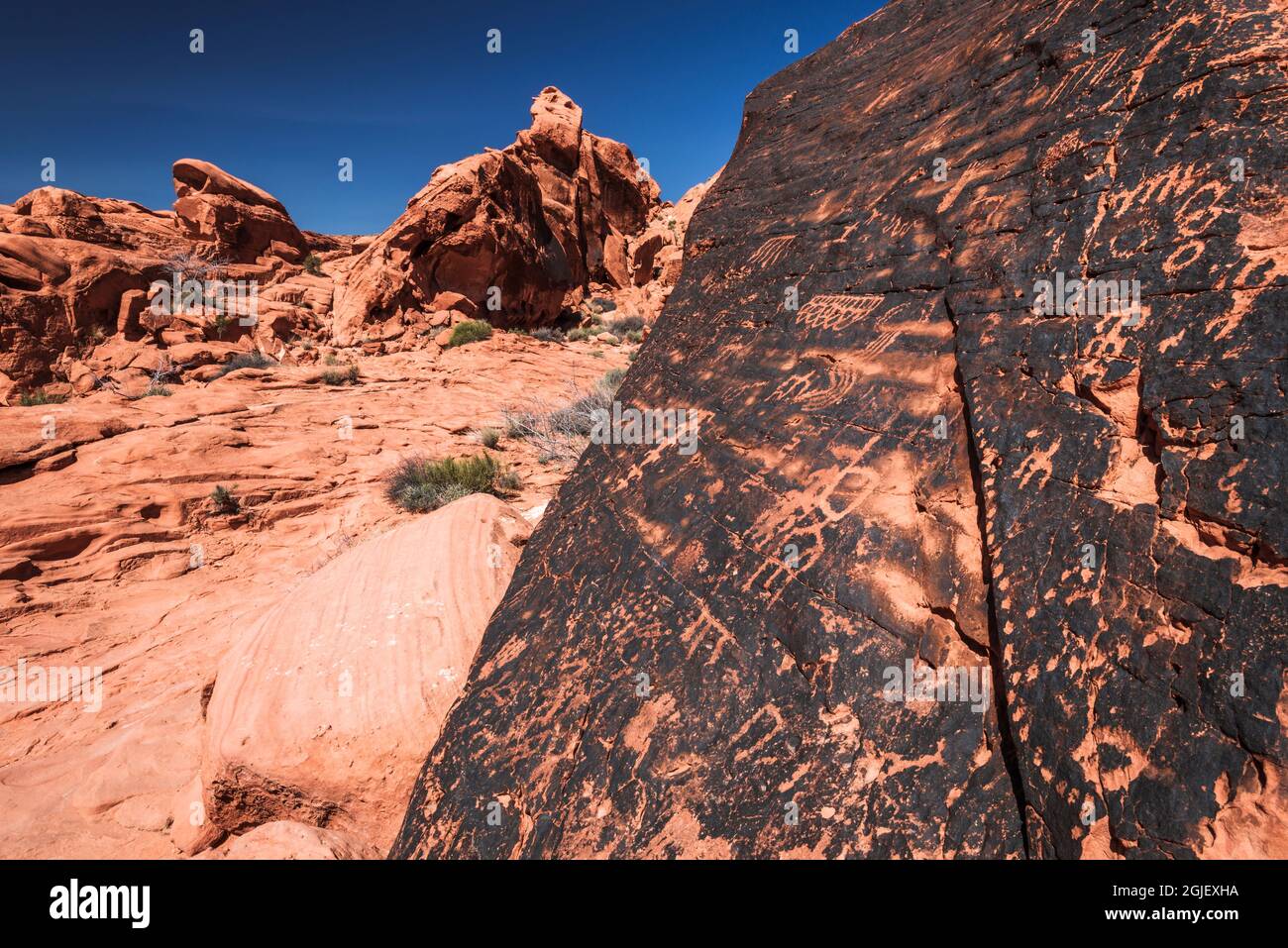 Petroglyphs at the Mouse's Tank, Valley of Fire State Park, Nevada, USA ...