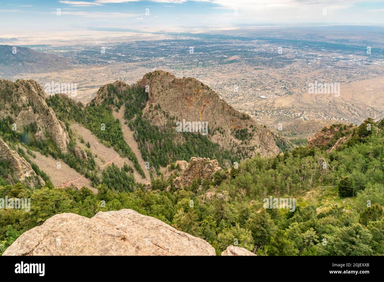 USA, New Mexico, Sandia Mountains. Crest Trail mountain view toward ...