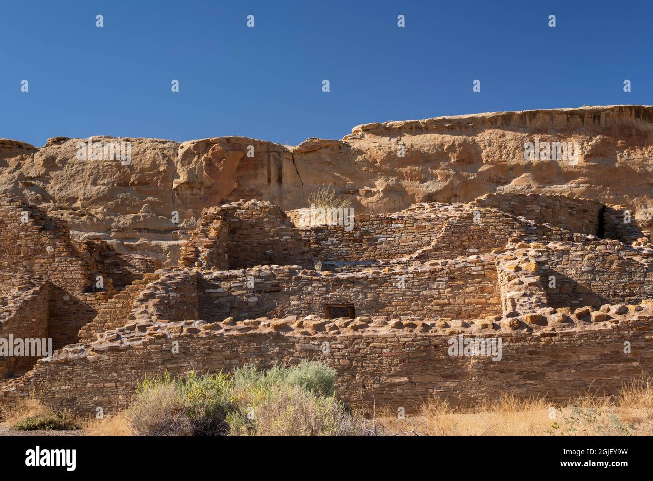USA, New Mexico. Chaco Culture National Historic Park, Remains of ...