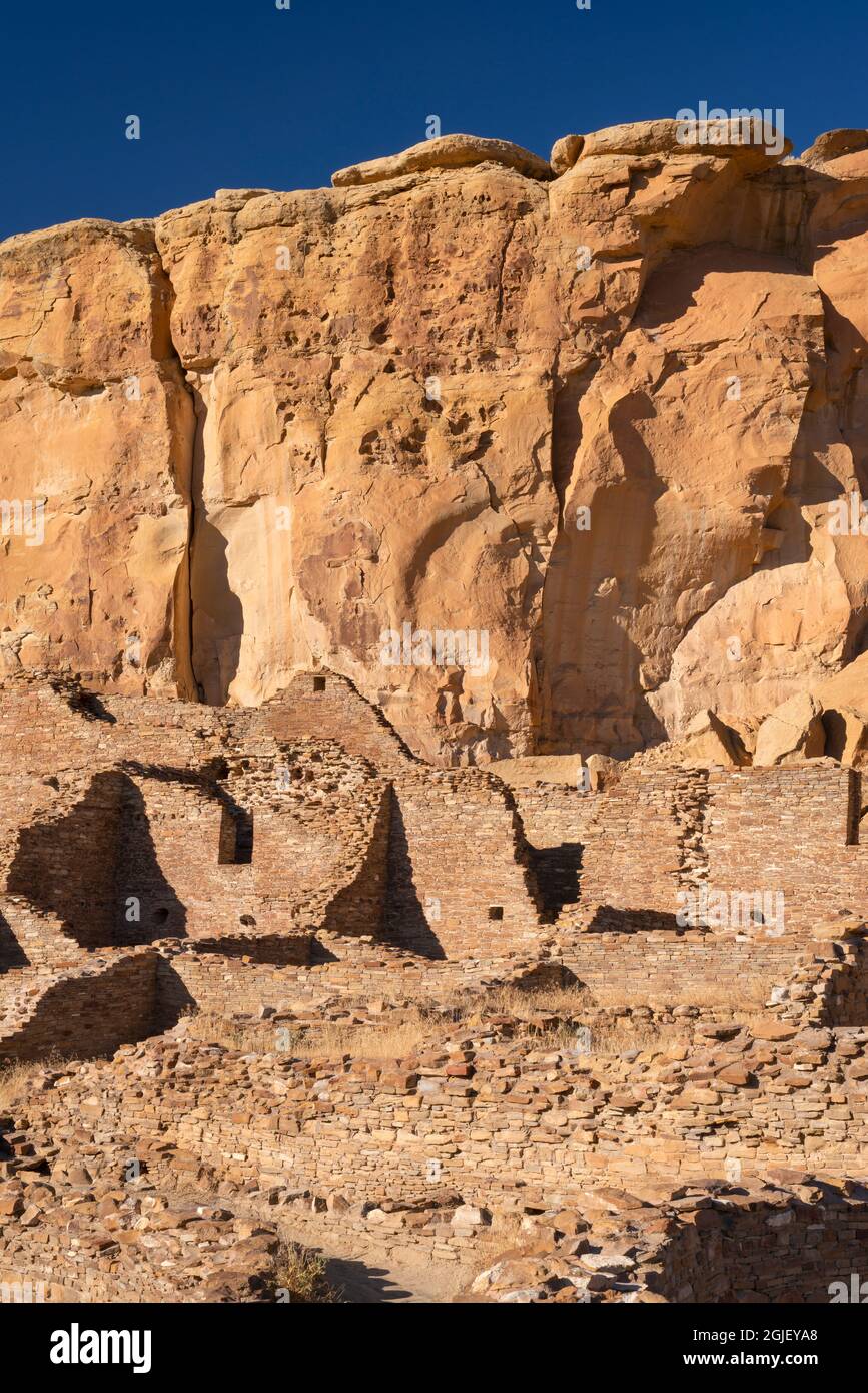 USA, New Mexico. Chaco Culture National Historic Park, Remains of ...