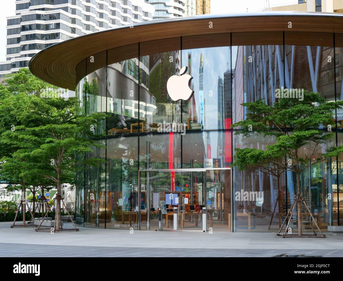 Bangkok, Thailand - August 29, 2021: Apple Centralworld is temporarily ...