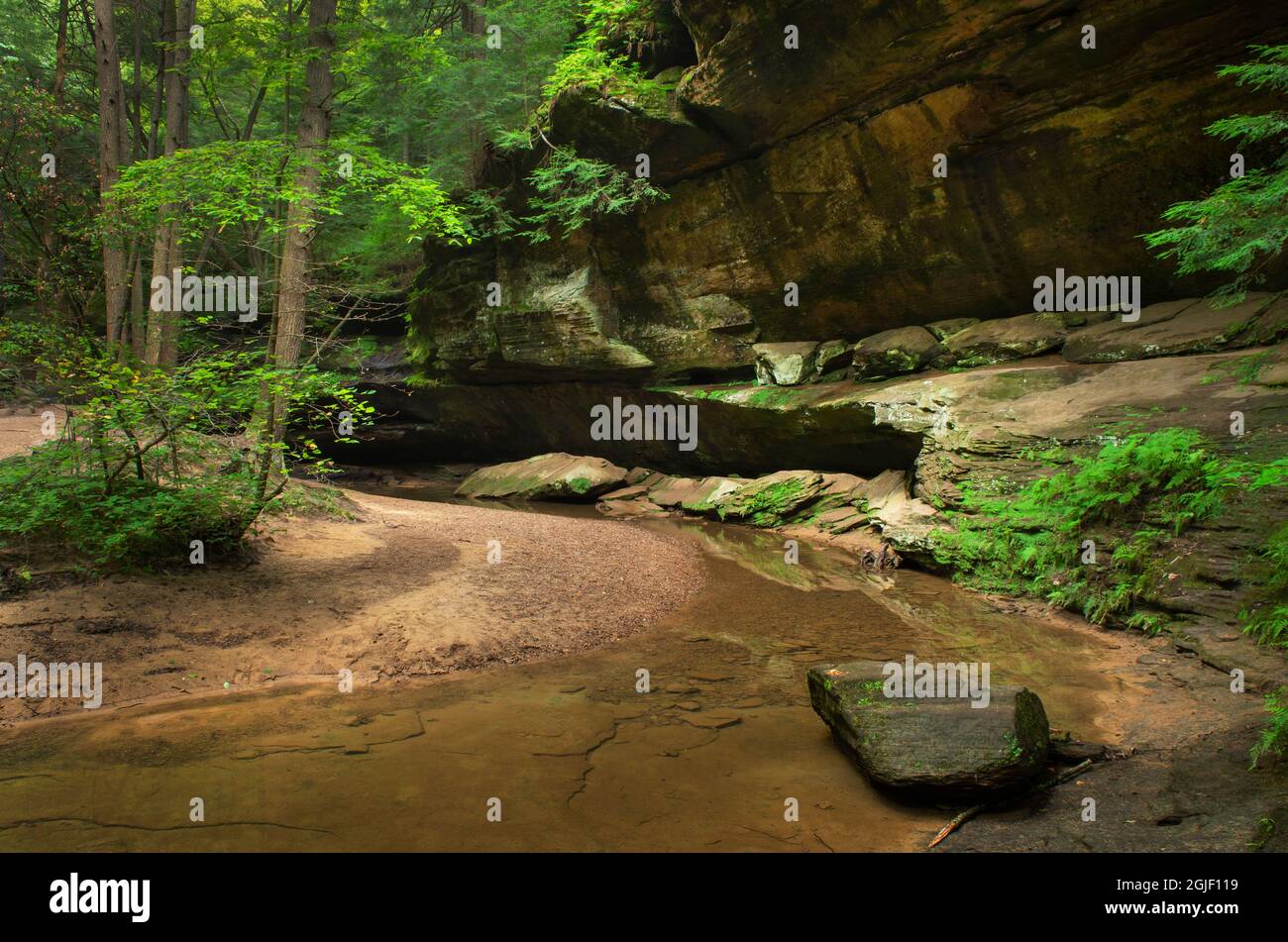 Sandstone overhangs in Old Man's Cave Gorge. Hocking Hills State Park ...