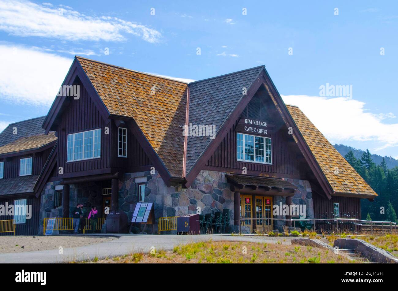 USA, Oregon, Crater Lake National Park, Rim Village Cafe Stock Photo ...