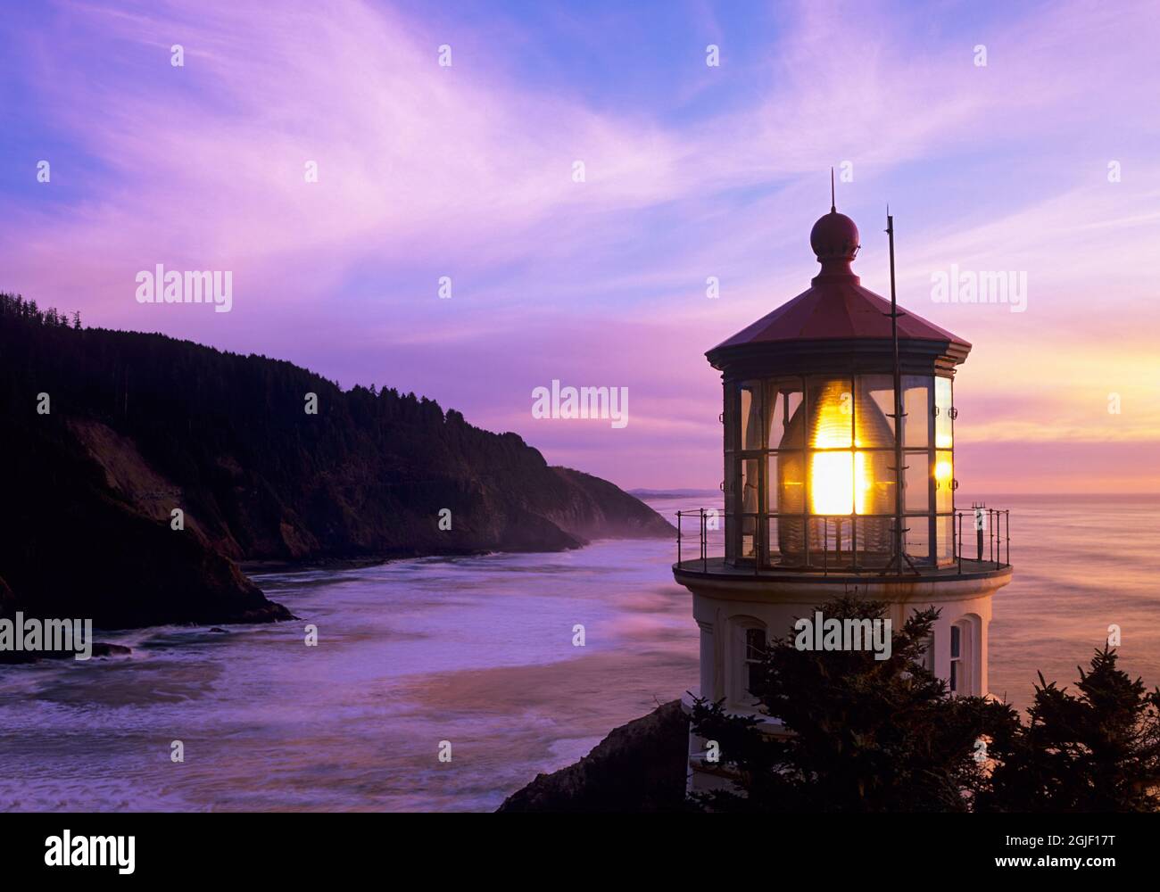 Oregon, Oregon Coast, Heceta Head Lighthouse, on Heceta Head, 205 feet ...