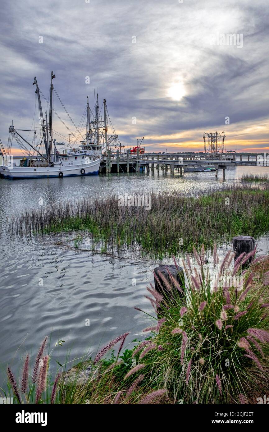 Fishing boats on Port Royal Sound, Port Royal, South Carolina Stock ...