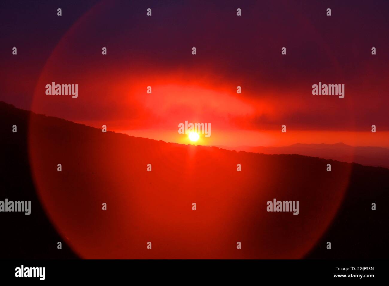 Sunrise from Mount Pisgah Lodge, Blue Ridge Parkway, USA Stock Photo ...